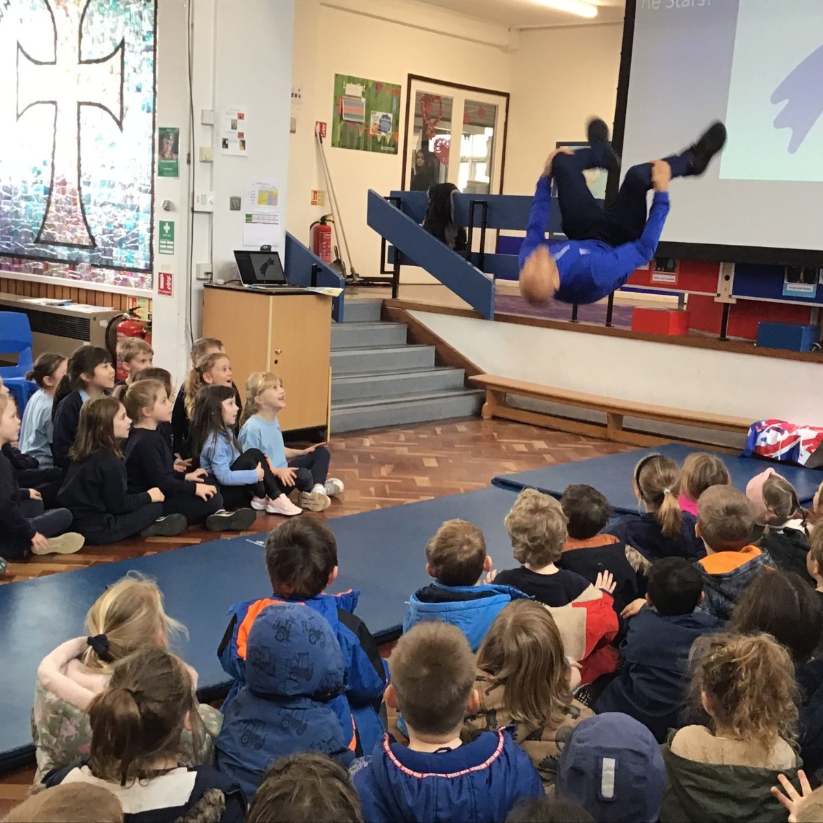 Trinity COFE Primary School - Visit from Commonwealth Games Gymnast Steve Frew goes down a storm